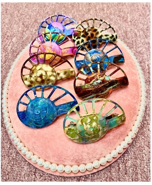 French Shell Large Barrettes – Medusa's Heirlooms